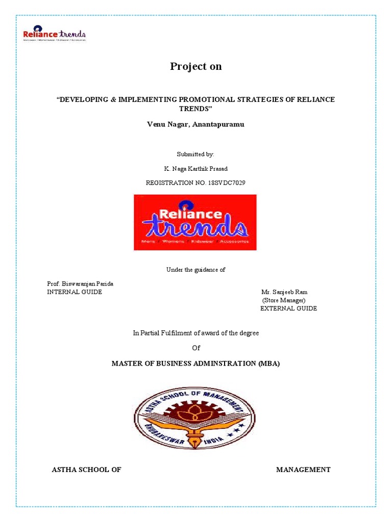 Reliance-Trends-Project Almost Finished | PDF | Customer Relationship ...