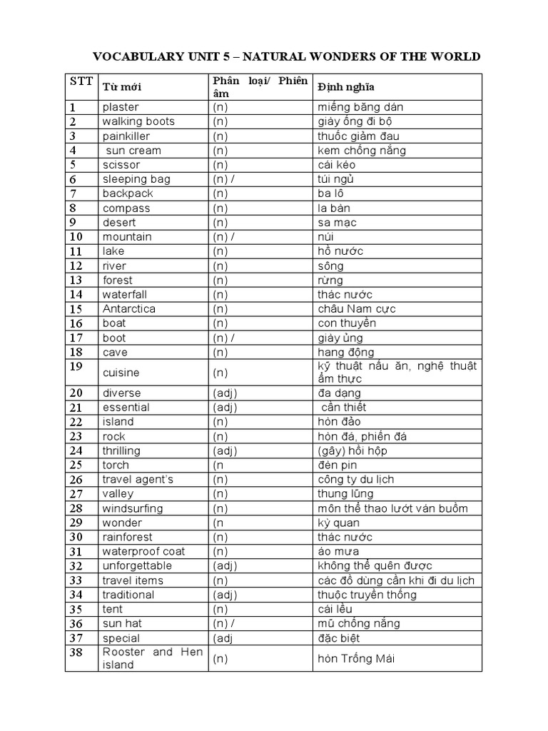 Vocabulary Unit 5 | PDF