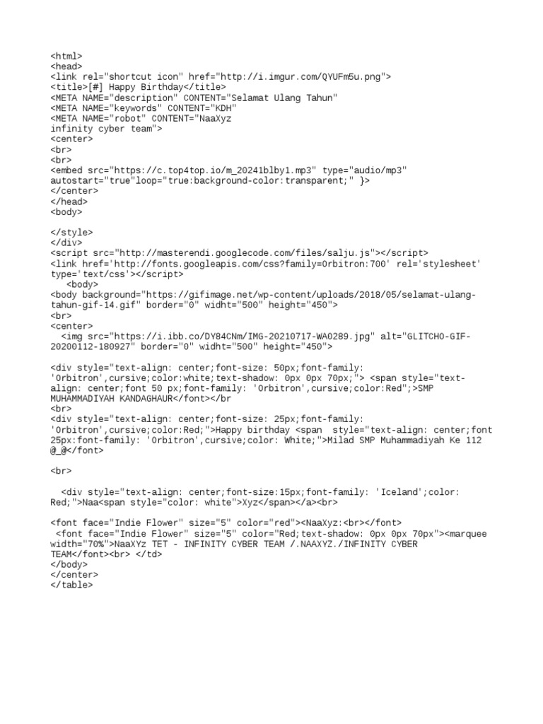 Scrip Deface Keren Bangget HBD | PDF