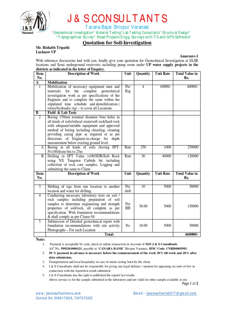 Scope & BOQ Annexure 1 | PDF | Geotechnical Engineering | Civil Engineering