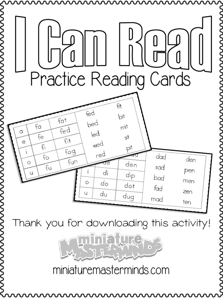 Practice Reading Cards: Thank You For Downloading This Activity! | PDF