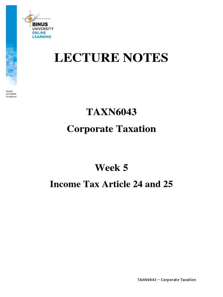 Lecture Notes 5 - Income Tax Article 24 and 25 | PDF