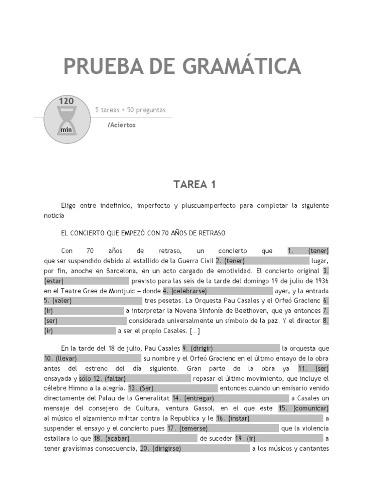 Prueba de Gramática | PDF | Entretenimiento (general) | Agitación