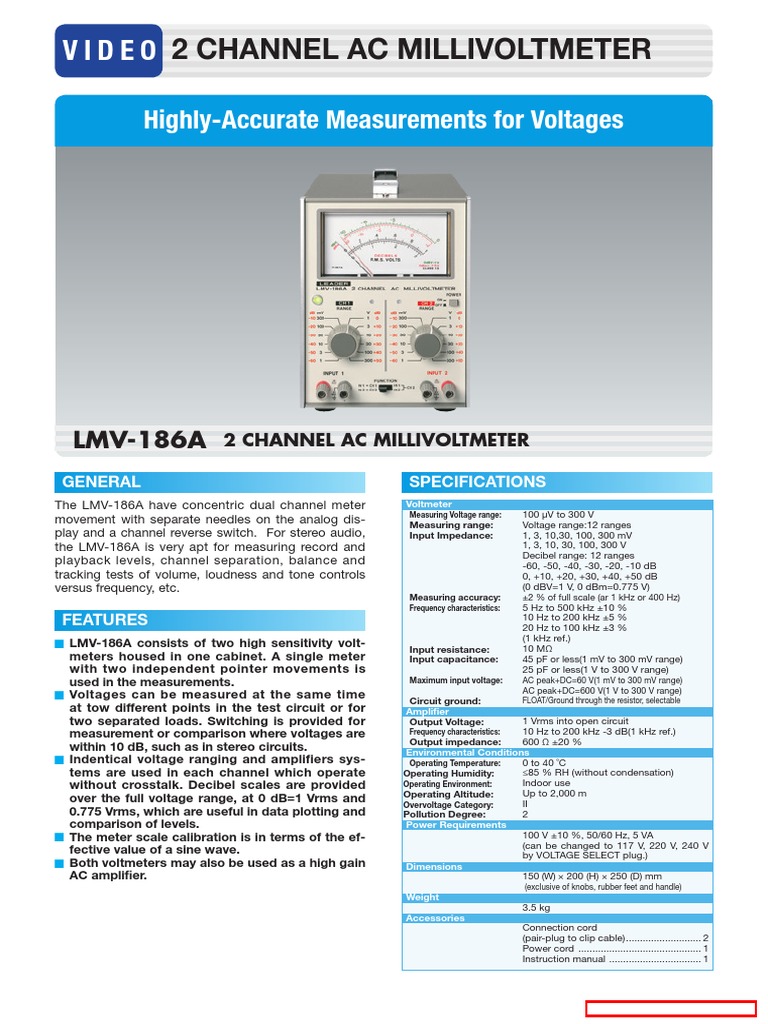 Highly Accurate Dual Channel AC Millivoltmeter for Measuring Voltages ...