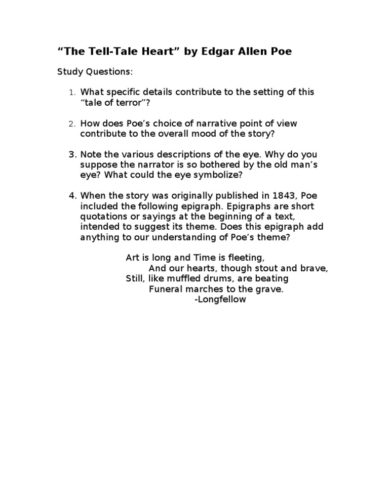 "Study Questions for The Tell-Tale Heart" | PDF | General Fiction