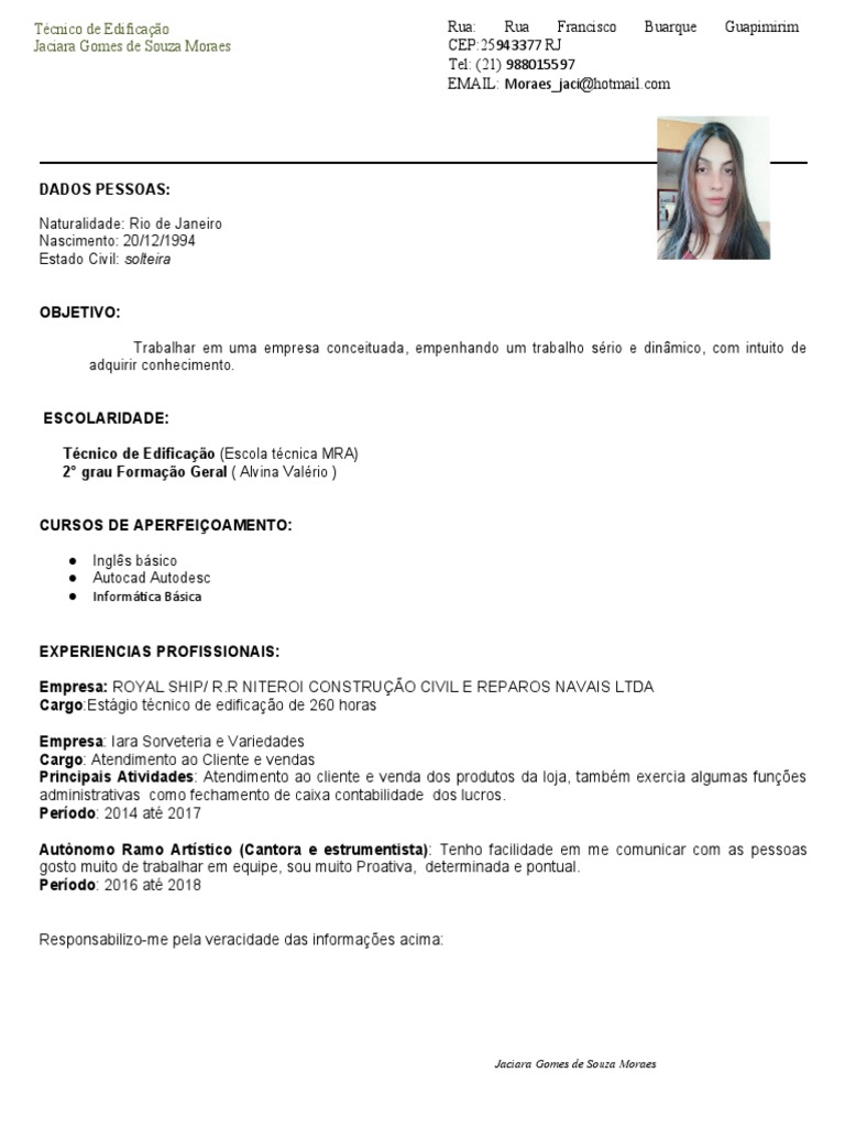 Curriculo de Jaciara 2021 | PDF | Carreira e Crescimento | Negócios