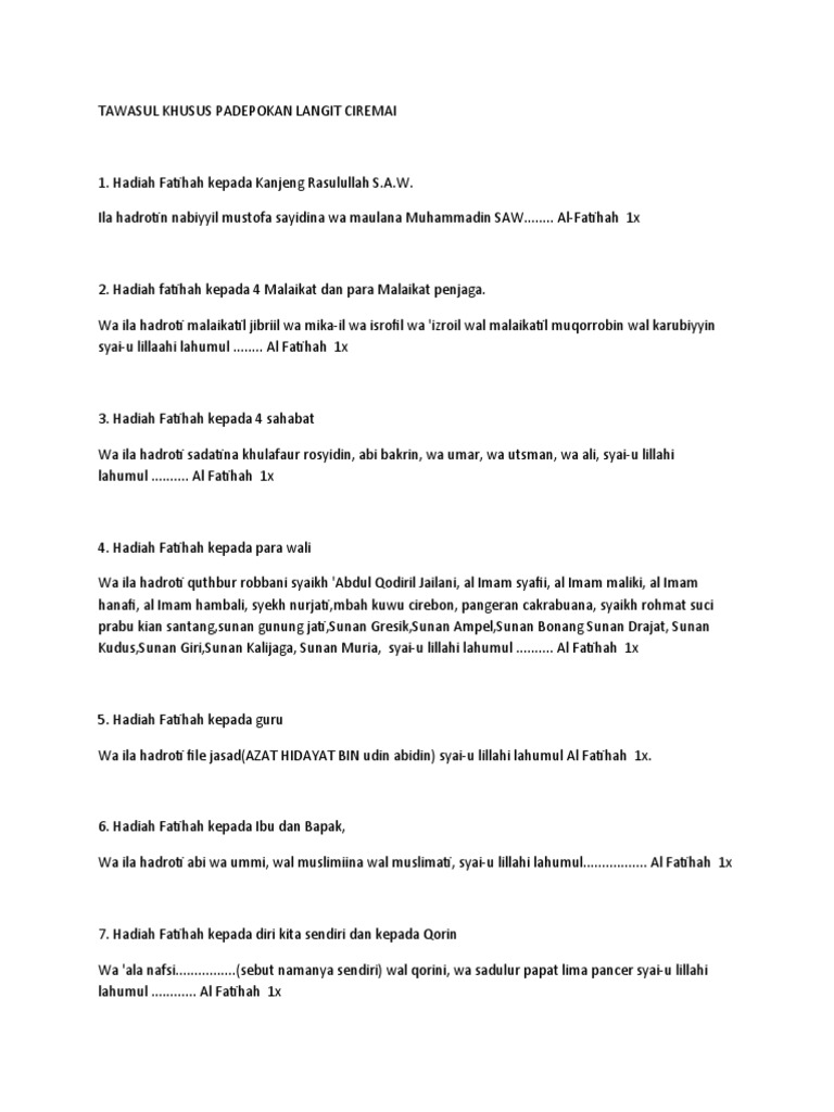 Tawasul Khusus | PDF