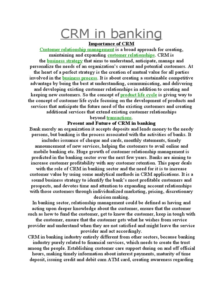 CRM in Banking | PDF | Customer Relationship Management | Banks