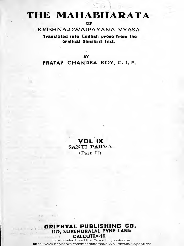Mahabharata Santi Parva Vol IX | PDF | Mahabharata | Religion And Belief
