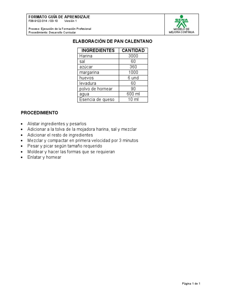 Guía para Hacer Pan Calentano | PDF | Cocina, comidas y vino