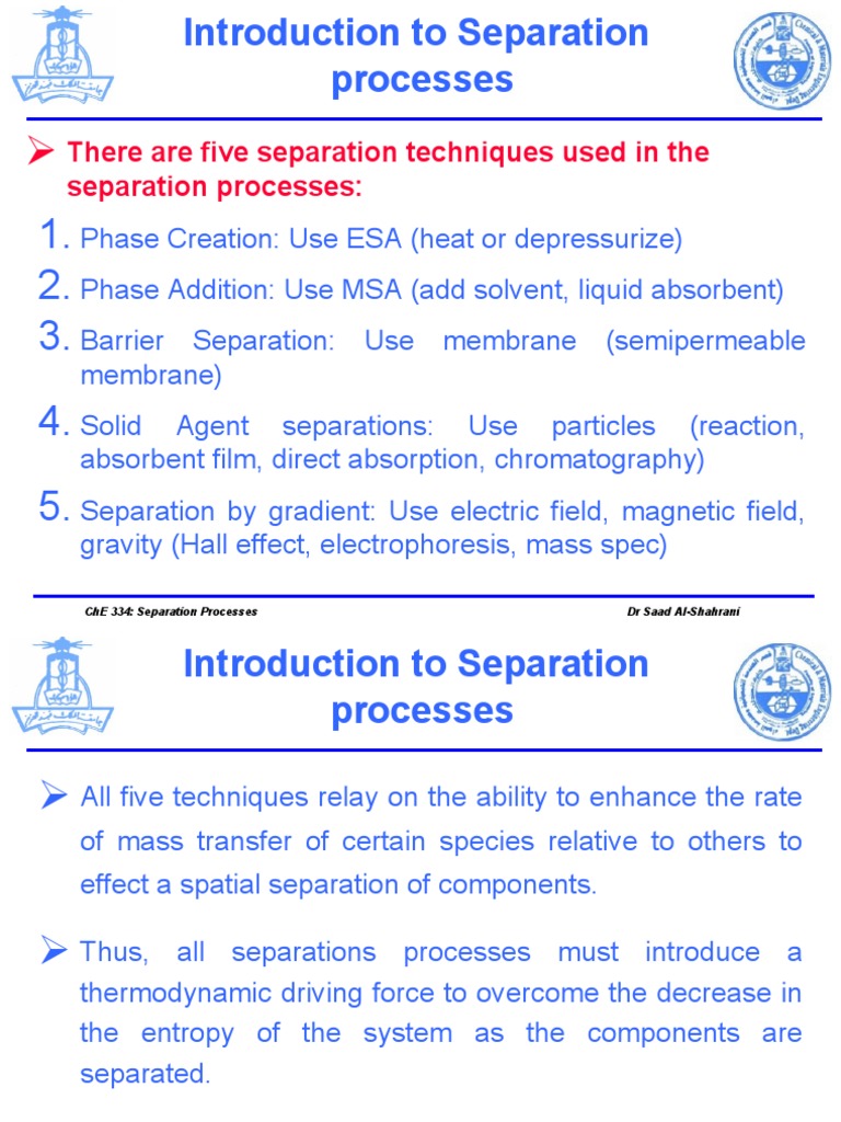 Separation Processss Lecture Notes | PDF | Distillation | Phase (Matter)