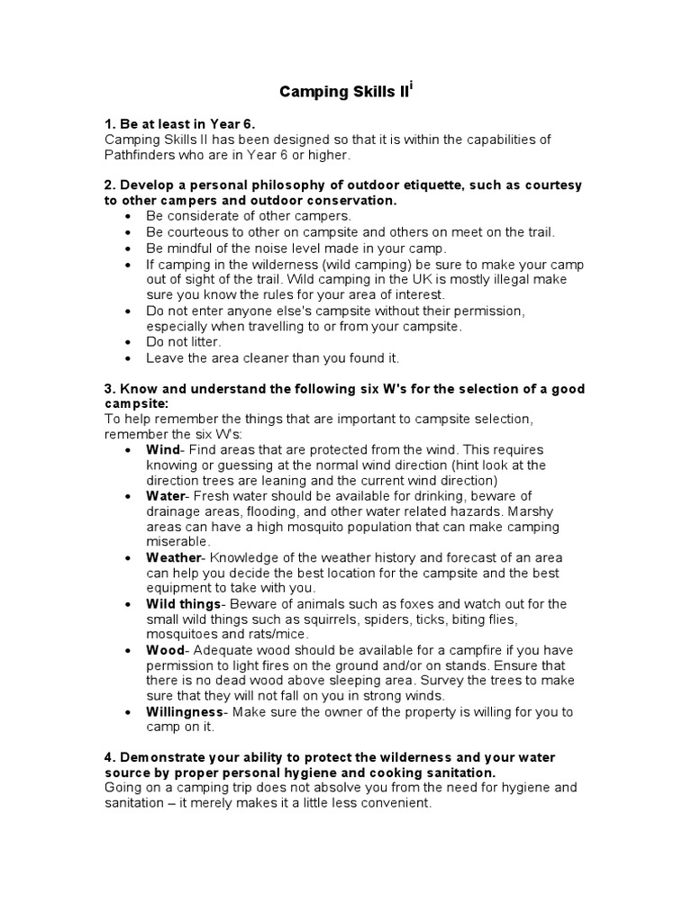 Camping Skills II-1 | PDF | Tent | Baking
