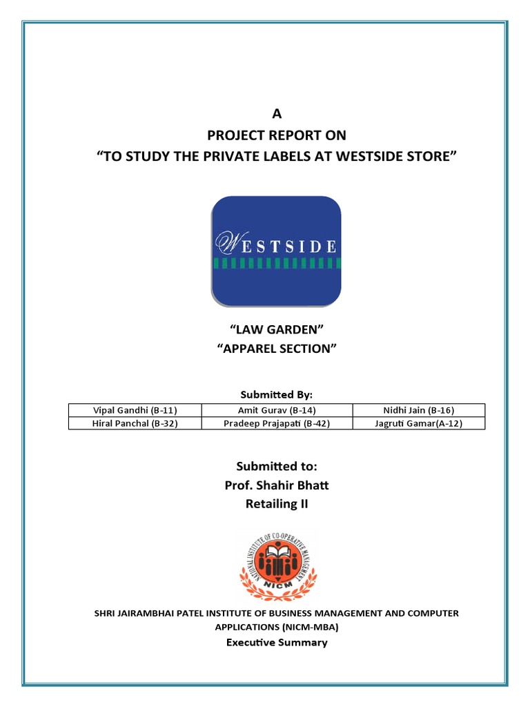 MBA Retail Study: Westside Labels | PDF | Brand | Retail