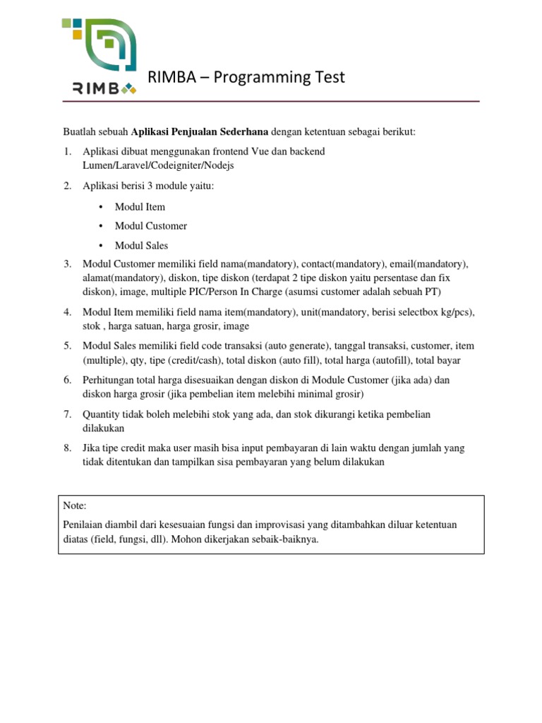 Aplikasi Penjualan Sederhana Vue & Lumen | PDF