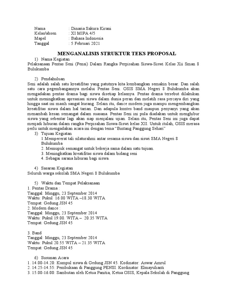 Analisis Teks Proposal | PDF | Seni