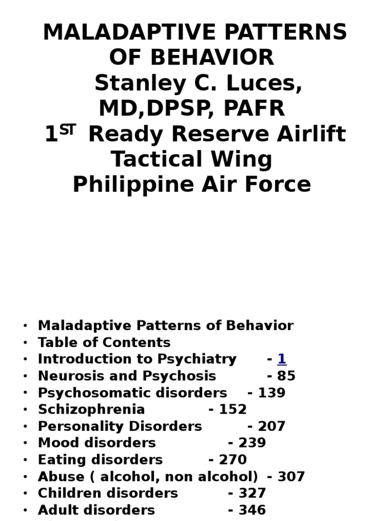 Maladaptive Patterns of Behavior | PDF | Schizophrenia | Psychosis