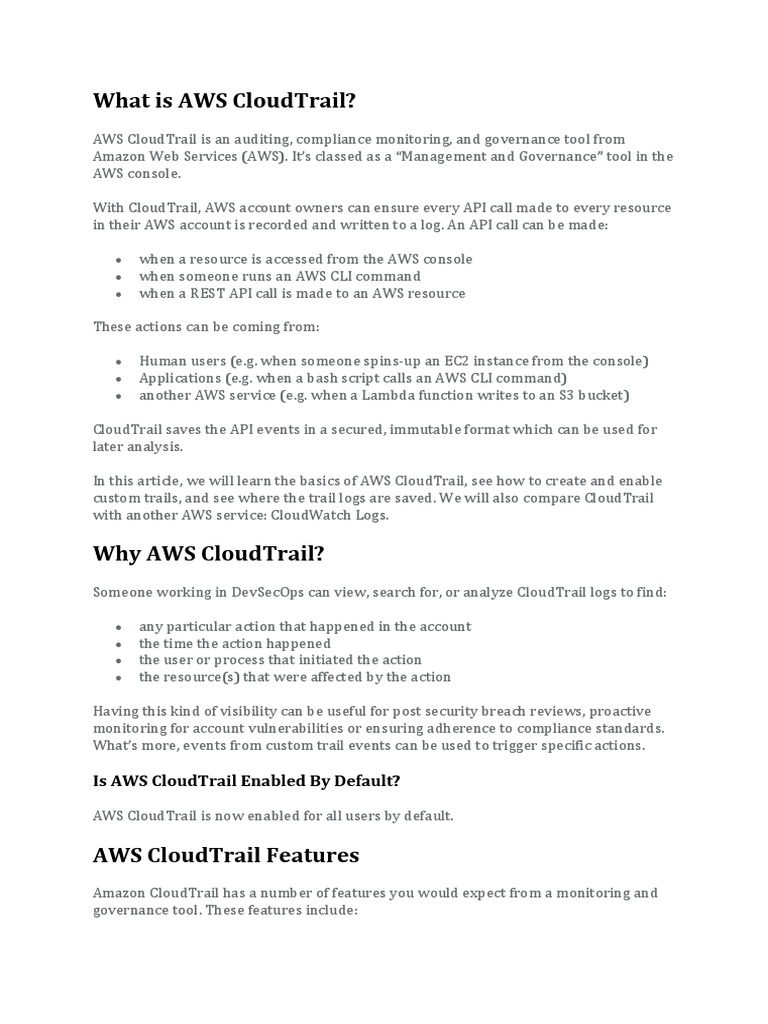 AWS CloudTrail | PDF | Amazon Web Services | Command Line Interface