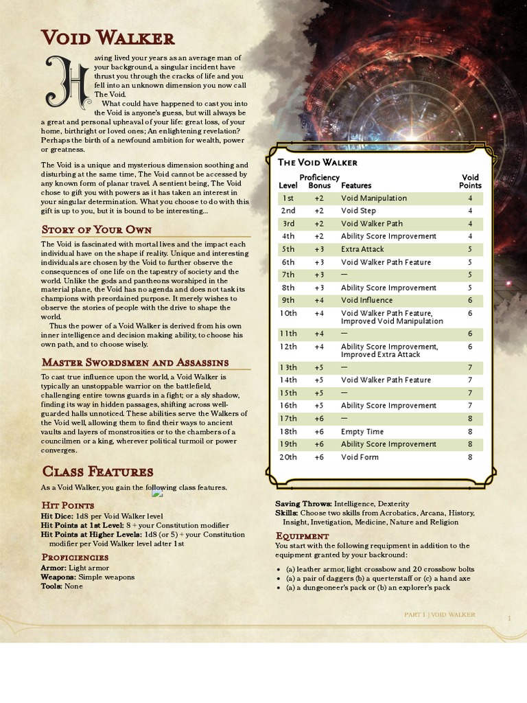 Void Walker Class Guide for RPGs | PDF | Leisure | Sports