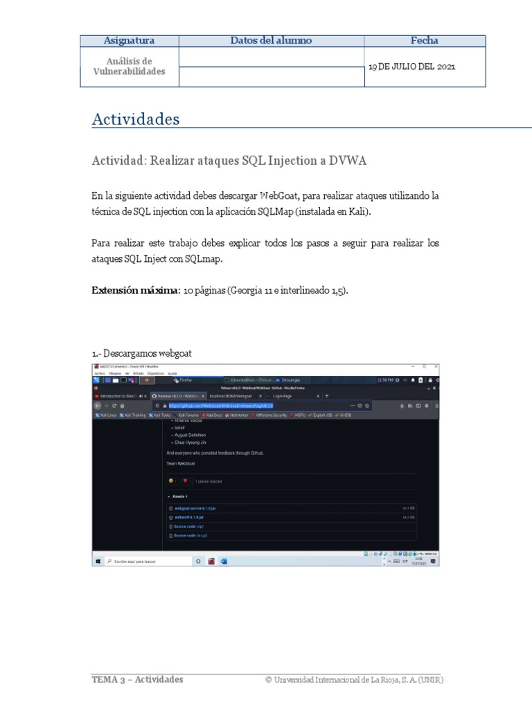 Actividad SQL Injection | PDF | Gestión de tecnología de la información ...
