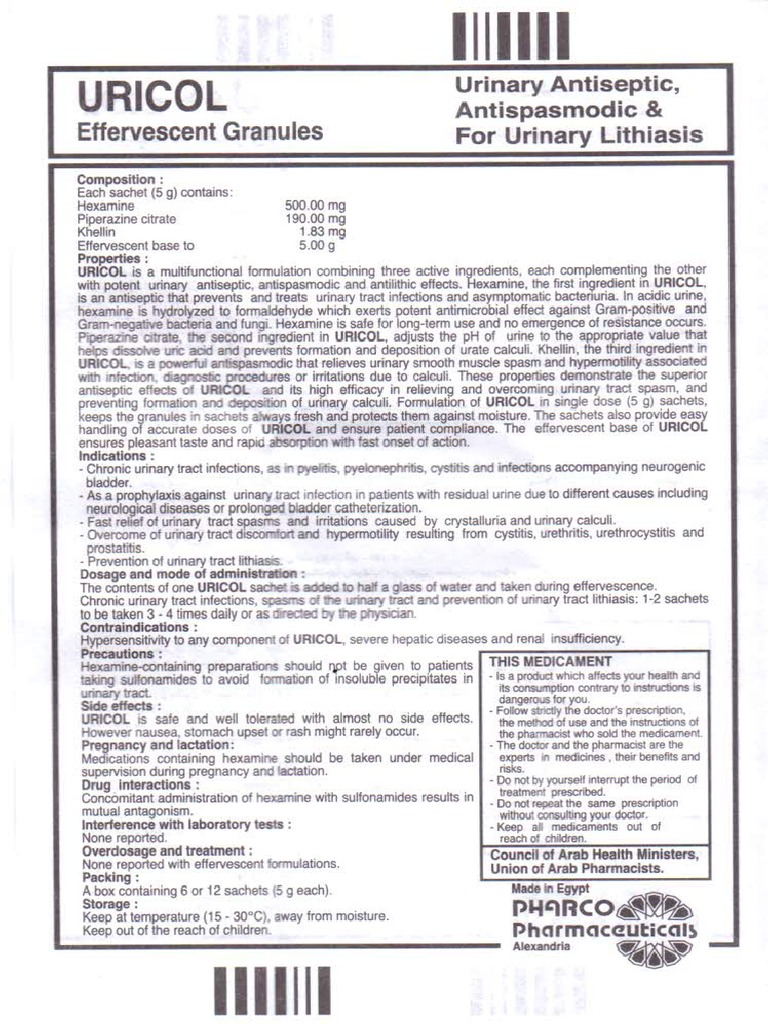 Uricol Effervescent Granules Patient Information Leaflet | PDF