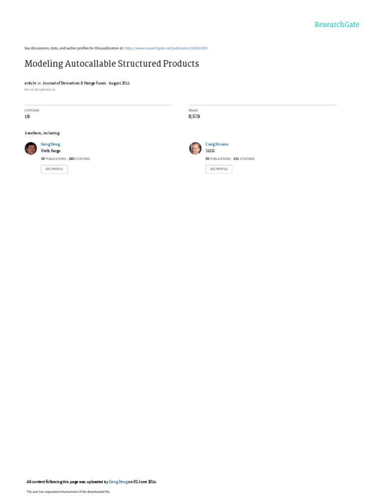 Autocallable Products Valuation | PDF | Black–Scholes Model | Option ...