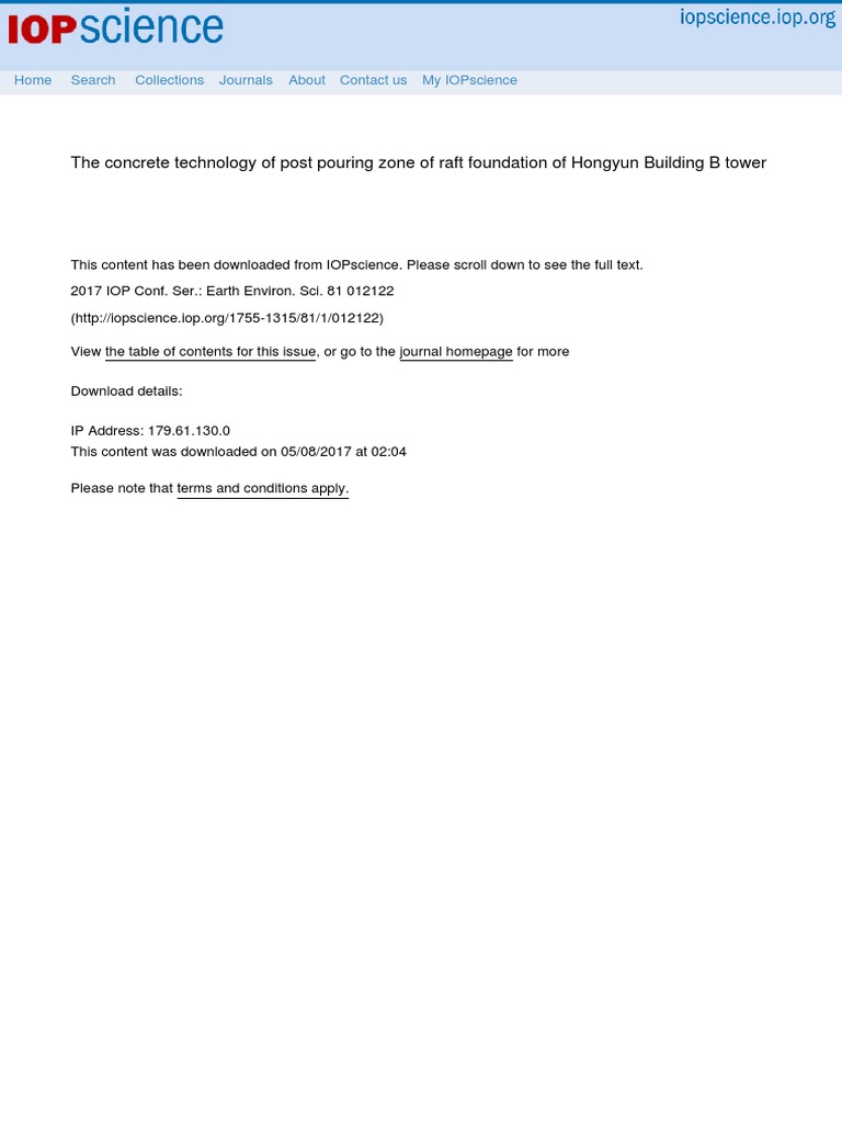The Concrete Technology of Post Pouring Zone of Ra | PDF | Concrete ...