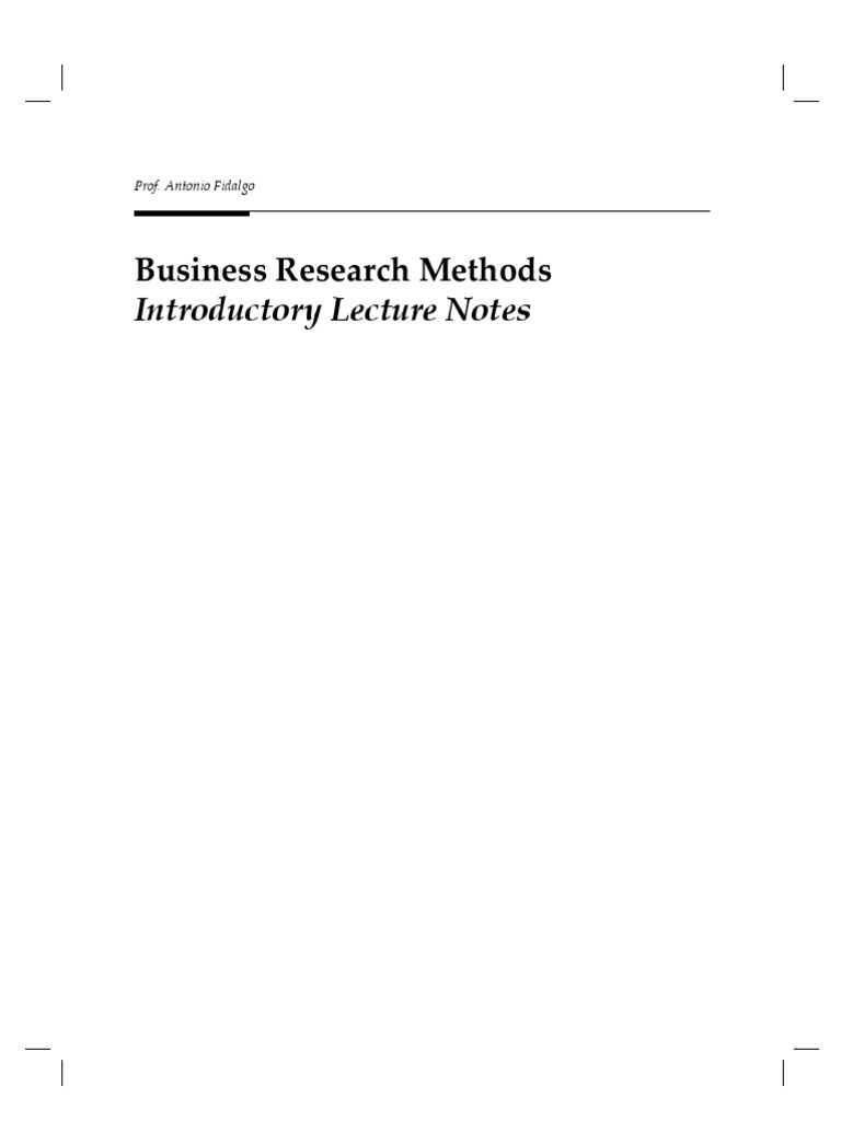 Business Research Methods: Introductory Lecture Notes | PDF | Ordinary ...