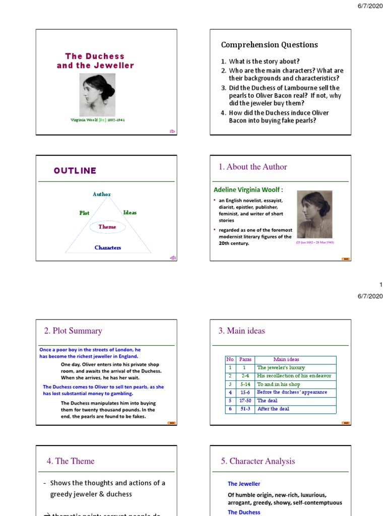 The Duchess and The Jeweller: Comprehension Questions | PDF | Jewelry ...