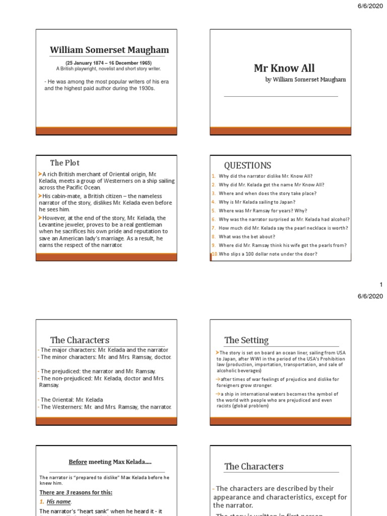 William Somerset Maugham: MR Know All | PDF | Classics