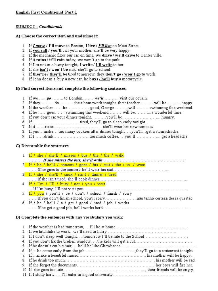 English First Conditional Part 1 | PDF | Language Arts & Discipline