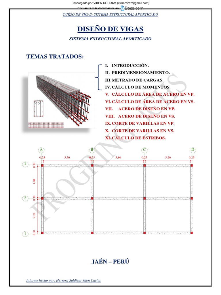 Diseno de Vigas Parte 01 Pre Dimensionamiento Calculo de Momentos 1 Downloable | PDF ...