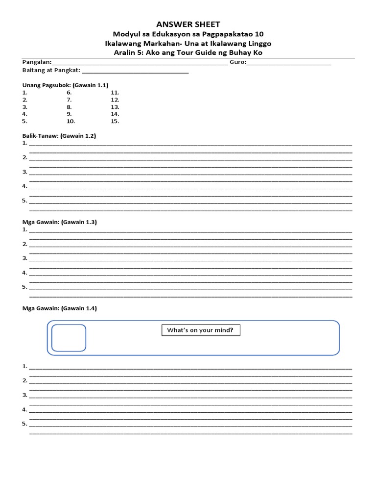 Answer Sheet | PDF