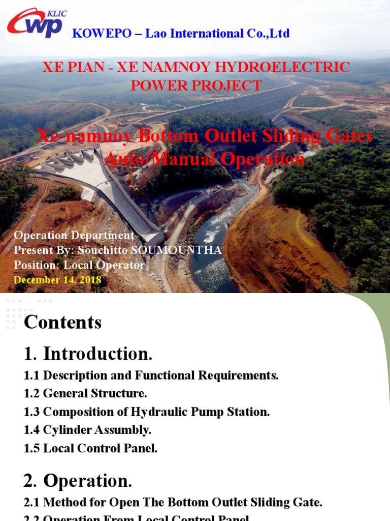 Bottom Outet Sliding Gate Operation | PDF | Valve | Pump