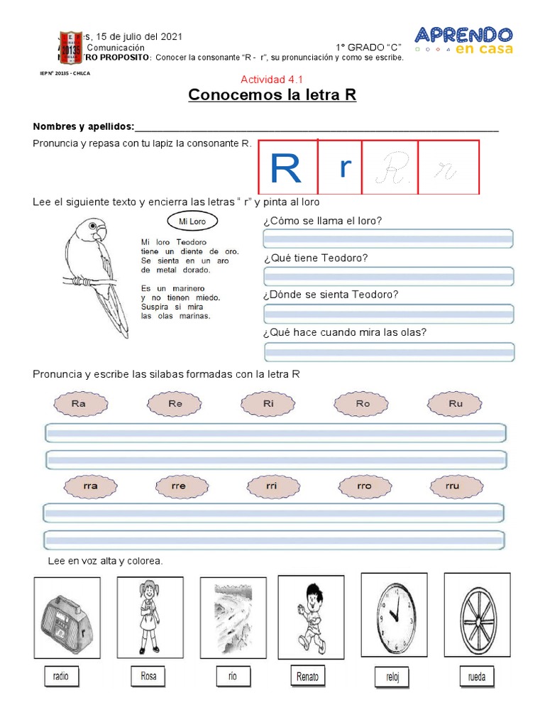 Conocemos La Letra R R PDF | PDF