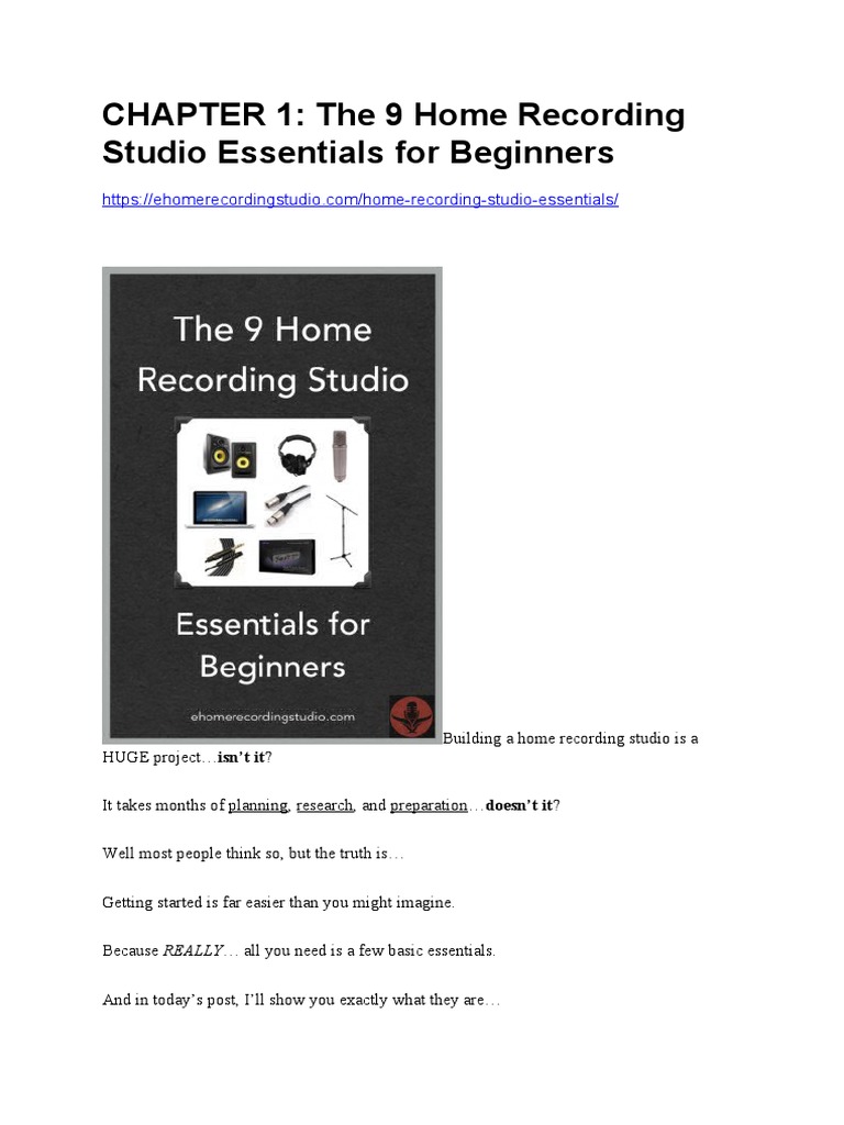 Home Recording Studio Essentials Guide | PDF | Microphone | Drum Kit