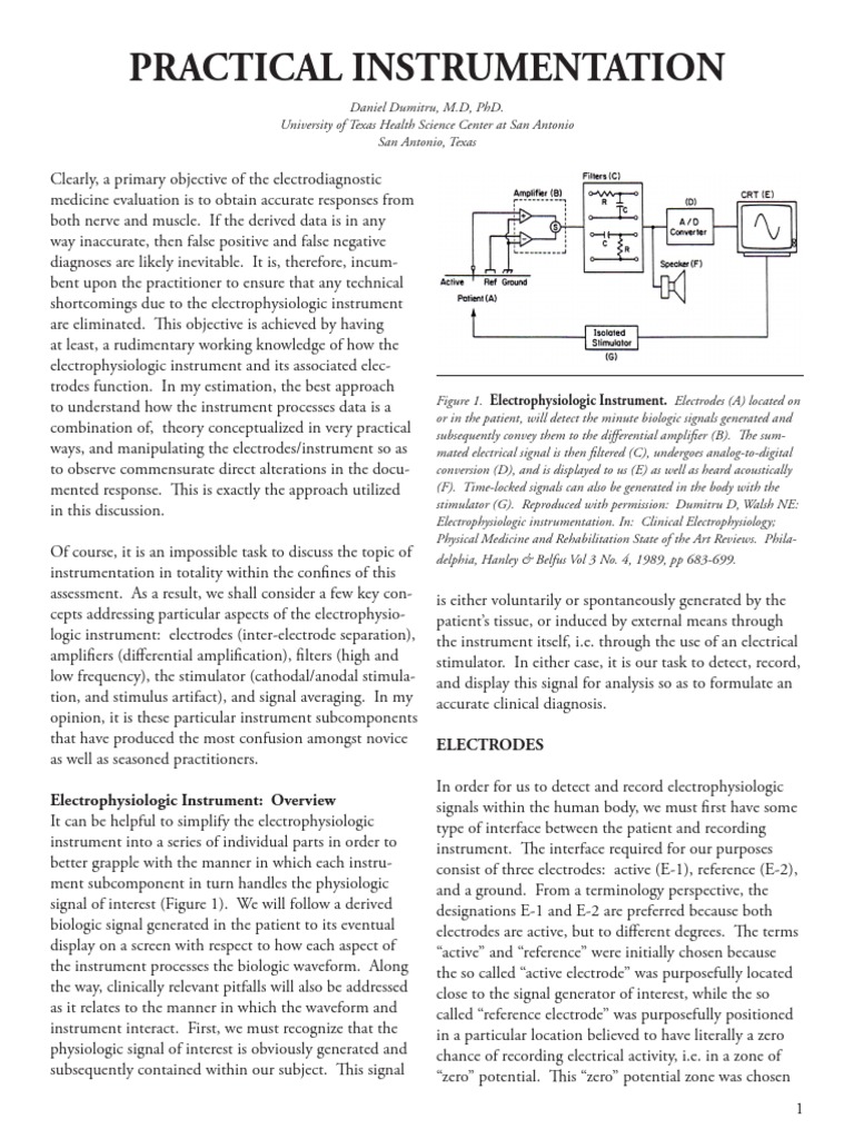 Practical Instrumentation: Electrodes | PDF | Amplifier | Electrophysiology