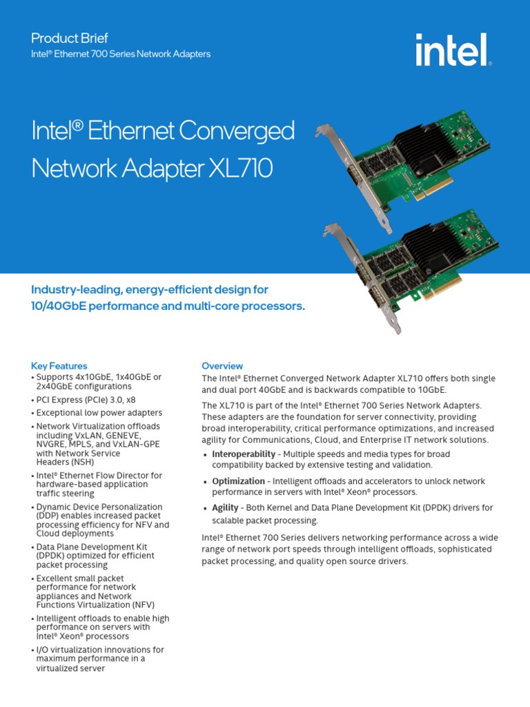 Intel® Ethernet Converged Network Adapter XL710: Product Brief | PDF | Virtualization | Network ...