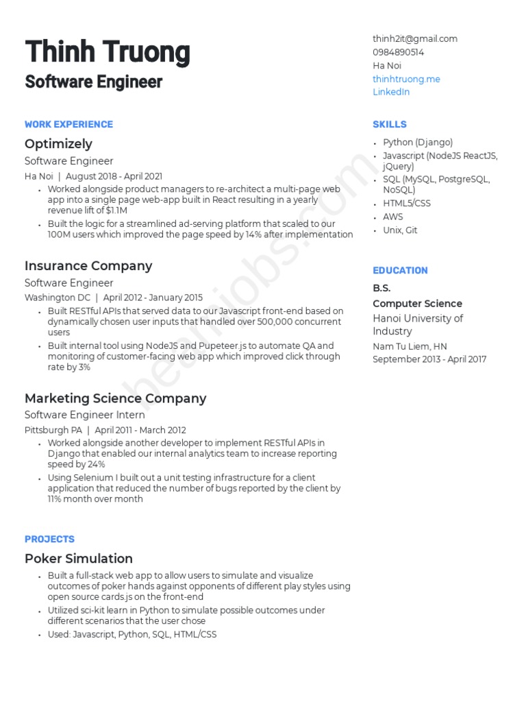 Software Engineer Resume | PDF | Web Application | Computer Engineering