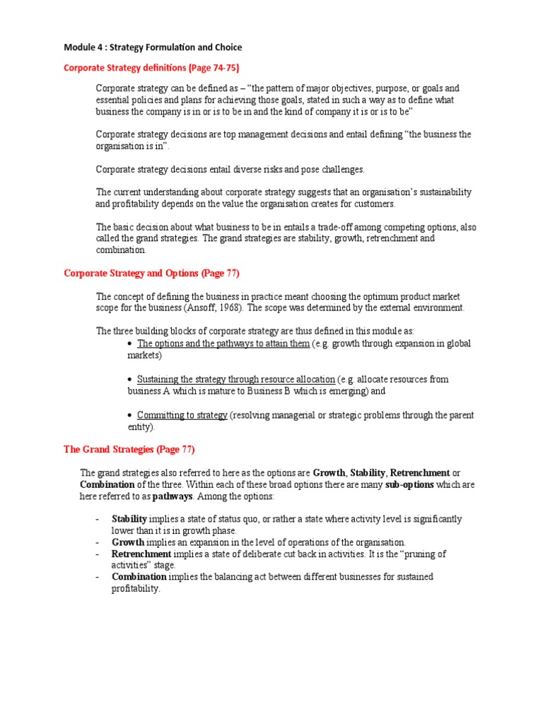Module 4 - Strategy Formulation | PDF | Strategic Management | Economies
