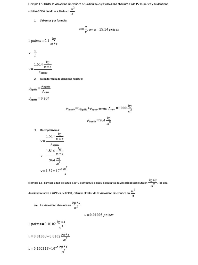 Cálculo de Viscosidad Cinemática y Absoluta | PDF | Viscosidad | Densidad