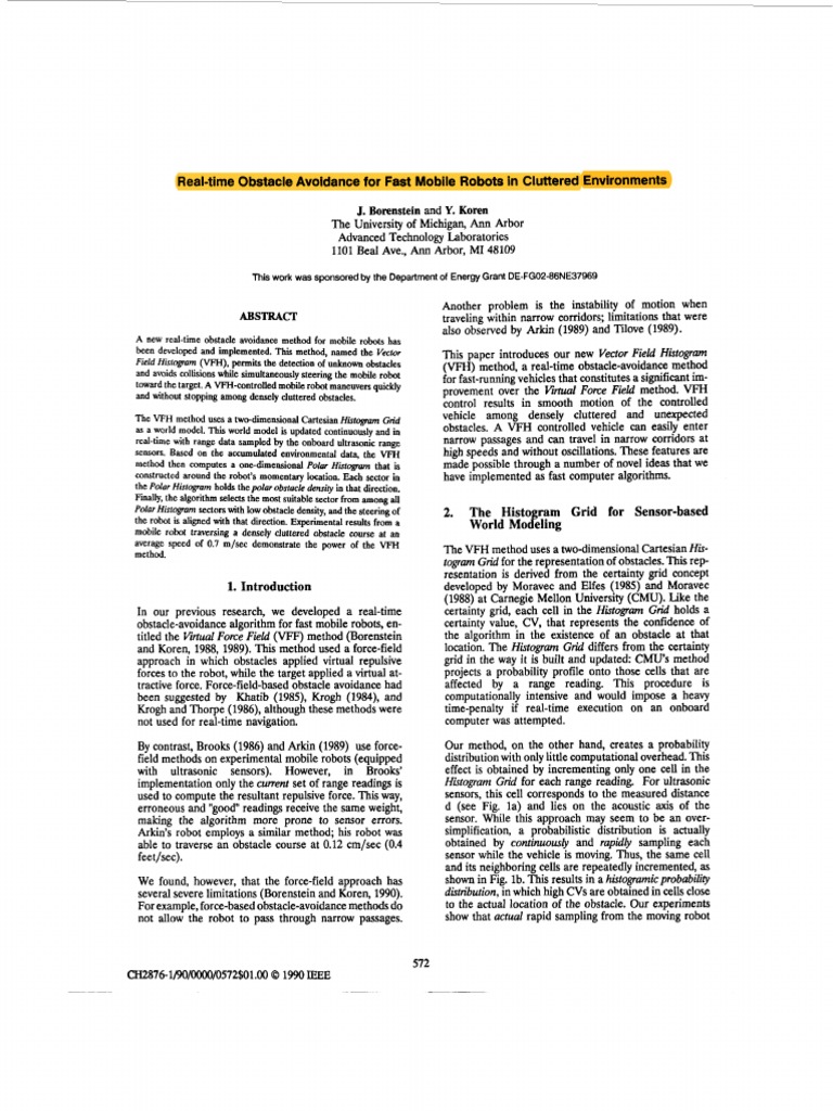 Vector Field Algos Realtime-Obstacle-Avoidance-For-Fast-Mobile-Robots-In-Cluttered-Environments ...