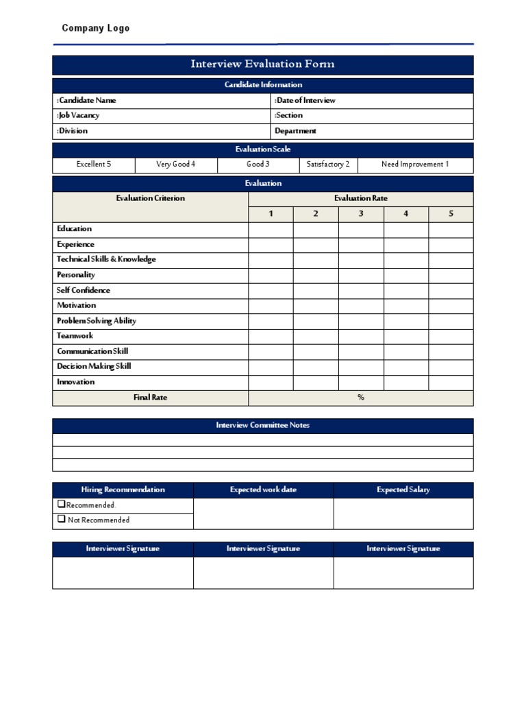 Interview Evaluation Form | PDF