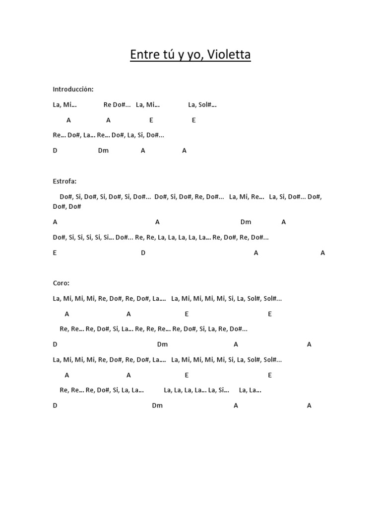 Entre Tú y Yo, Violetta | PDF
