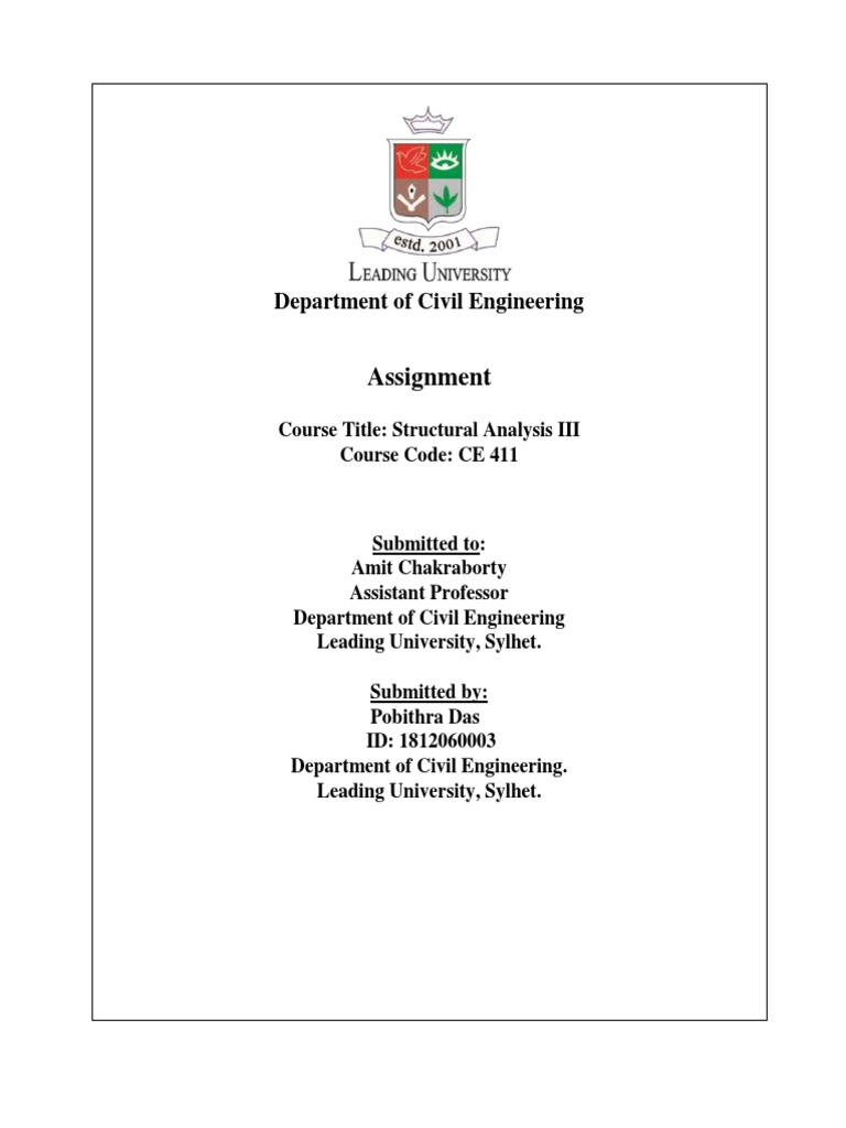 Assignment: Department of Civil Engineering | PDF