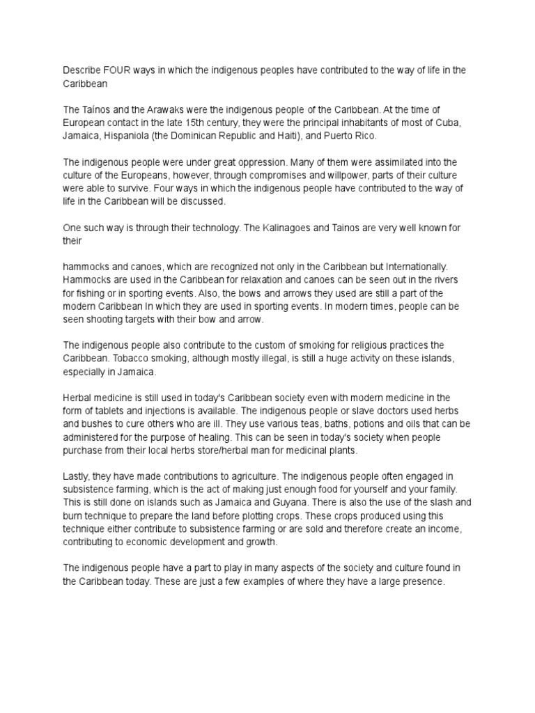 Caribbean Society and Culture - Essay | PDF | Caribbean | Agriculture