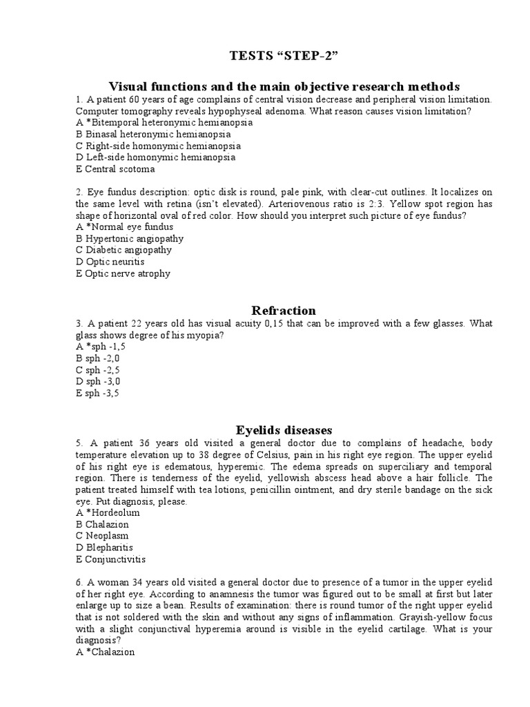 Opthalmlogy MCQs | PDF | Glaucoma | Cataract