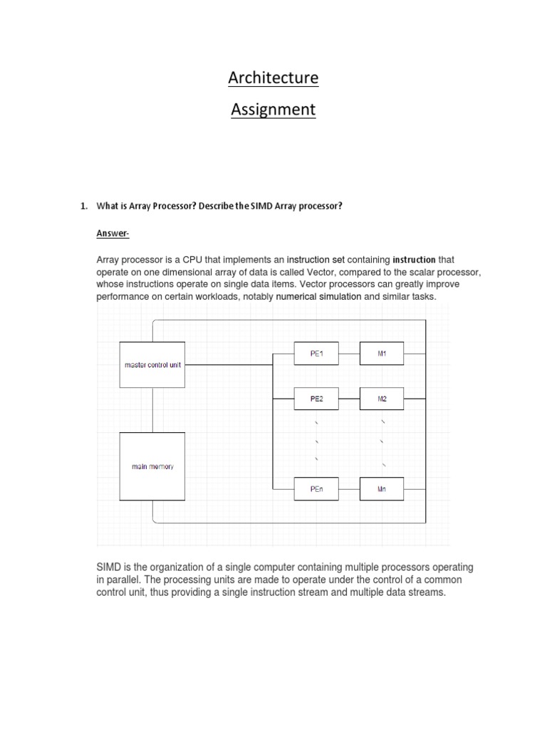 Architecture Assignment: 1. What Is Array Processor? Describe The SIMD Array Processor? Answer ...