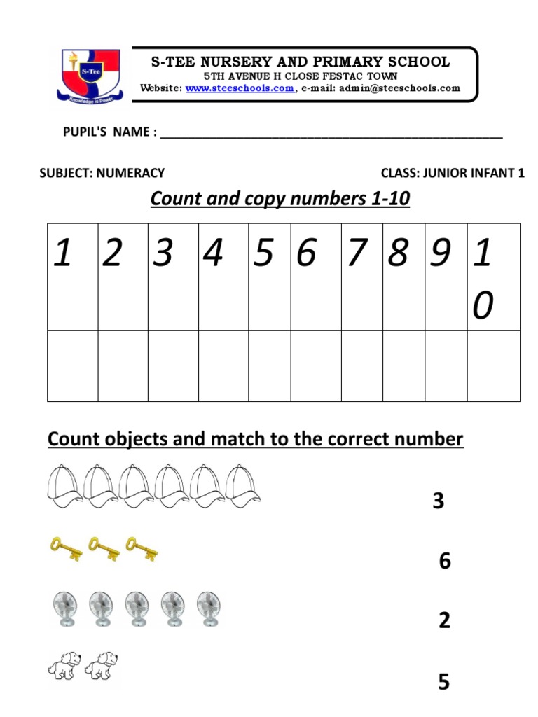 Junior Infant 1 Numeracy and Coloring Activities | PDF