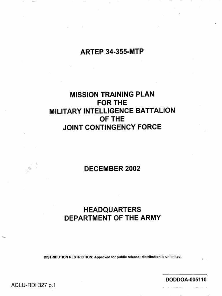 ARTEP 34-355-MTP Military Intelligence Battalion of The Joint ...