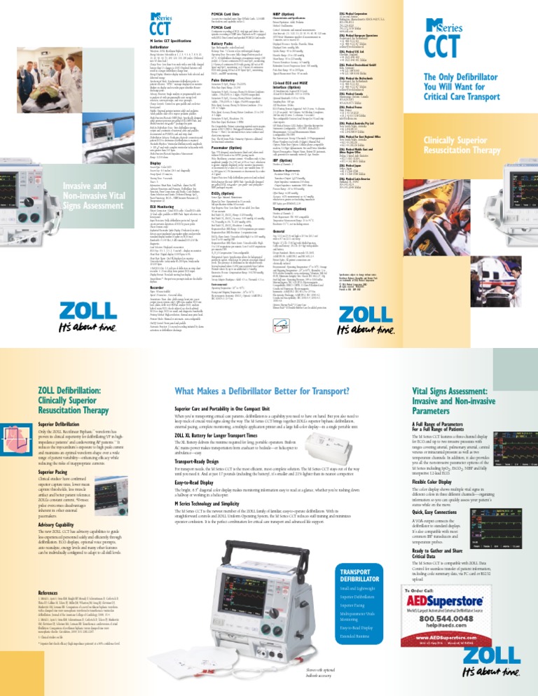 Zoll M Series CCT Defibrillator Brochure | PDF | Electrocardiography ...